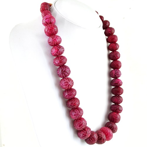 1132.00 CTS ENHANCED RUBY ROUND SHAPE CARVED BEADS NECKLACE (DG) | eBay