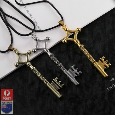 Anime Attack on Titan Eren Jaeger Necklace Key Chain Pendant PU Leather ...