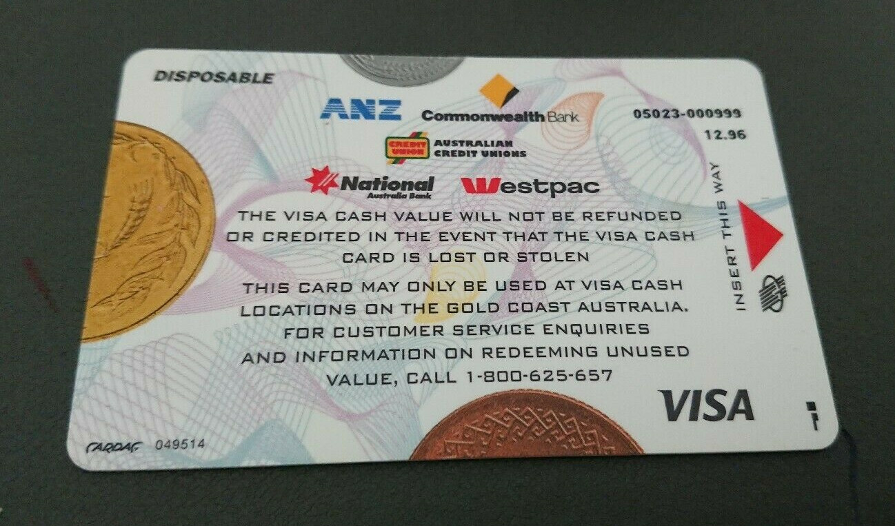 1996 $5 - VISA CASH CARD -COMMONWEALTH BANK - RELEASED IN QUEENSLAND ...