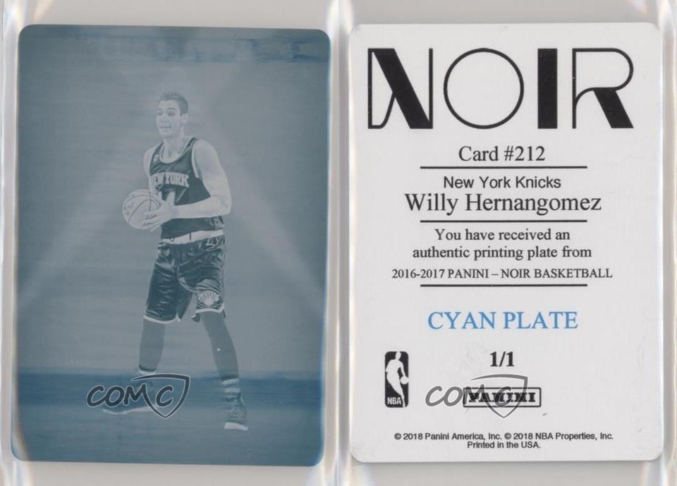 2016 Noir Rookies Color Printing Plate Cyan 1/1 Willy Hernangomez ...
