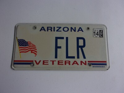 Arizona 2014 Veteran Big Flag license plate # FLR | eBay