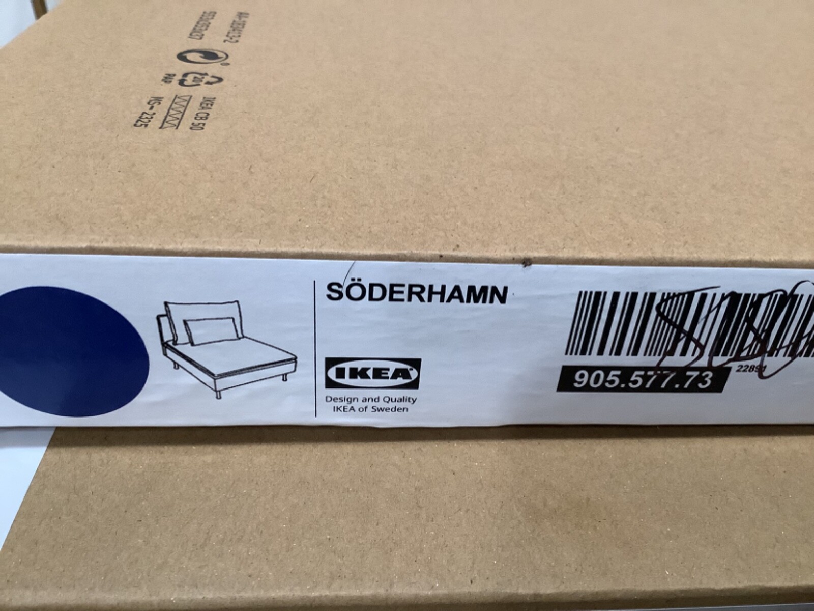 Ikea SODERHAMN Cover SLIPCOVER for 1-SEAT section Hillared dark blue ...