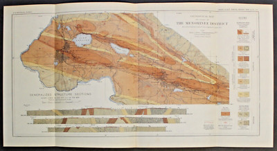 THE MENOMINEE DISTRICT, GEOLOGY Antique original map 1901 | eBay