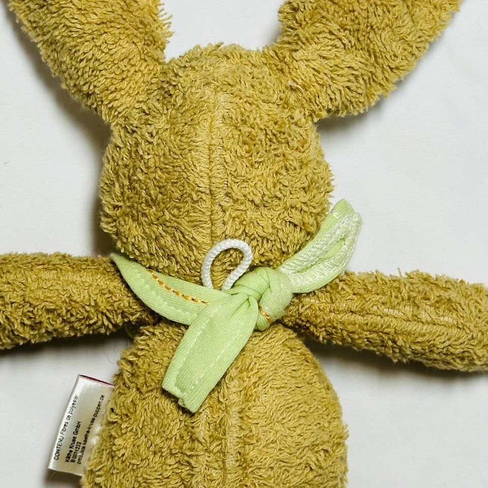 Kathe Kruse Musical Bunny Rabbit Nubby Brown Plush, Green Neck Scarf 10 ...