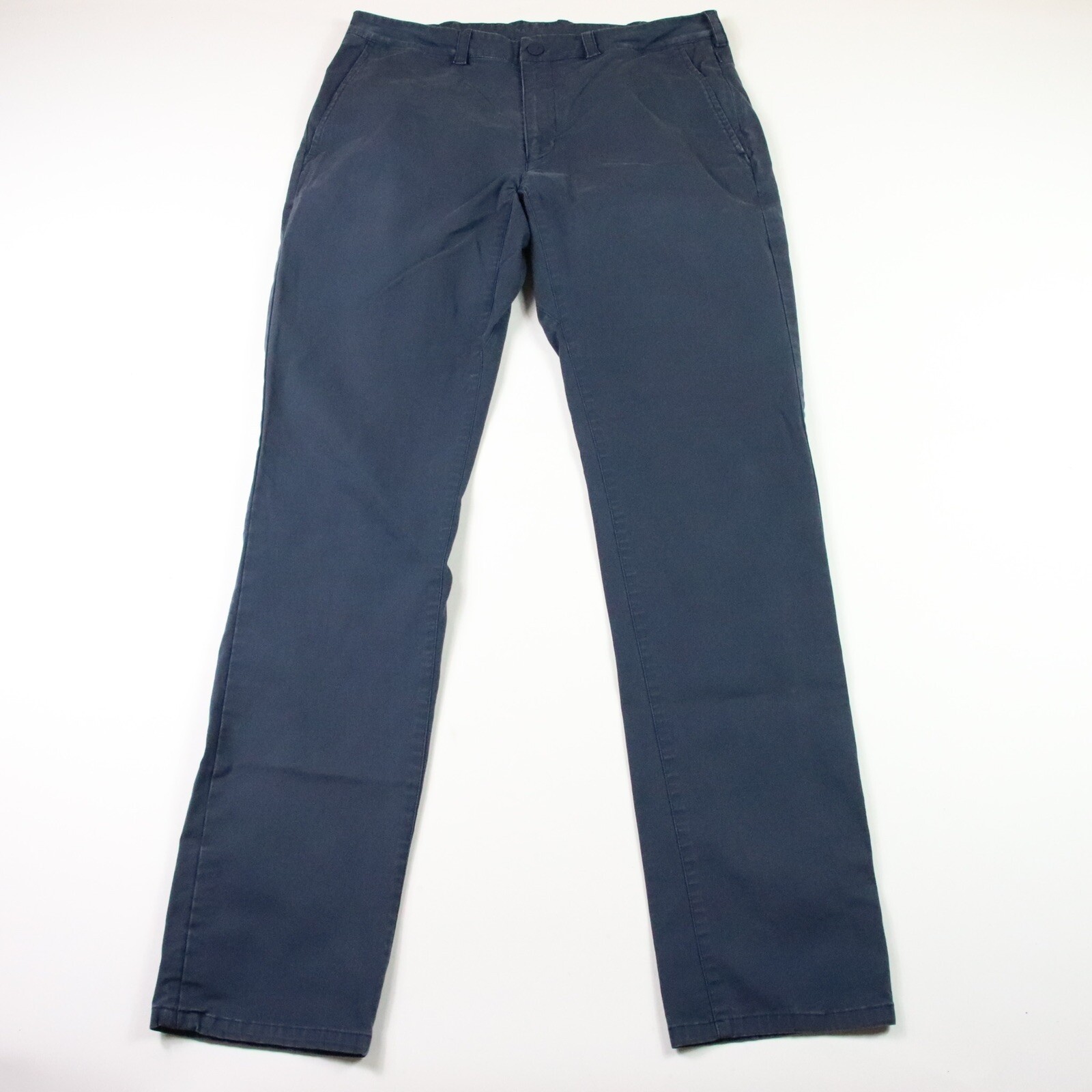 Mack Weldon Pants Mens 32x34 Blue Chino Flat Front Cotton Stretch | eBay