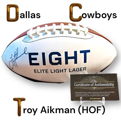 Dallas Cowboys Troy Aikman Signed Football Eight Elite Lite Lager Beer ...