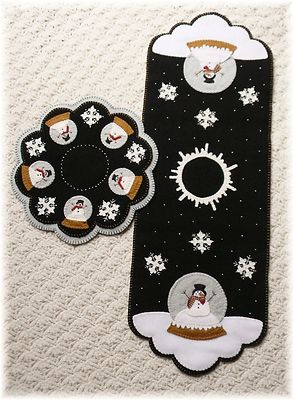 PATTERN~*A Winter World*~Snowman~Table Runner~Candle Mat~Penny Rug *2 ...