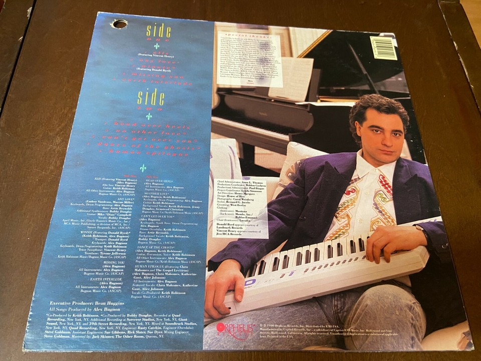 Alex Bugnon~Head over Heels~VG+ Orpheus Records~Smooth Jazz Fusion LP ...
