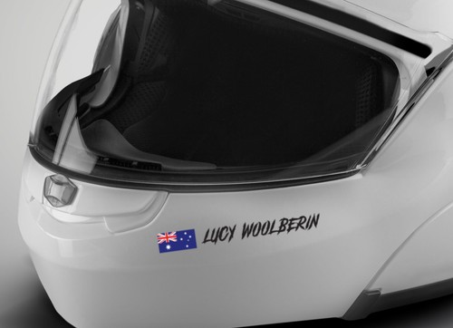 2x Helmet Driver Name stickers with flags race rally car Bike decal ...