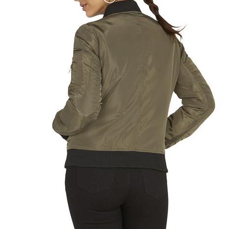 Joujou Olive Green Patch Fashion Bomber Jacket Coat Women Juniors Size ...