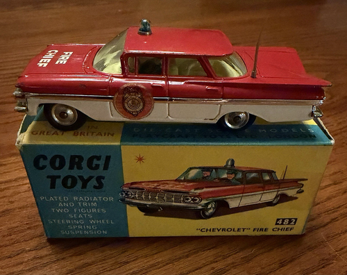 Vintage Diecast Metal Corgi Toys Chevrolet Impala Fire Chief Car # 482 ...