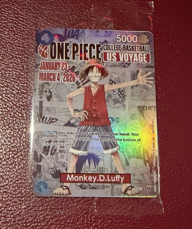 ONE PIECE CARD MONKEY.D.LUFFY ST JOHNS COLLEGE BASKETBALL SGA 2/6/2026 ...