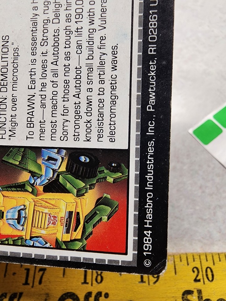 Gen 1 Transformers Autobot Original G1 1984 Minibot Brawn MOSC Sealed ...