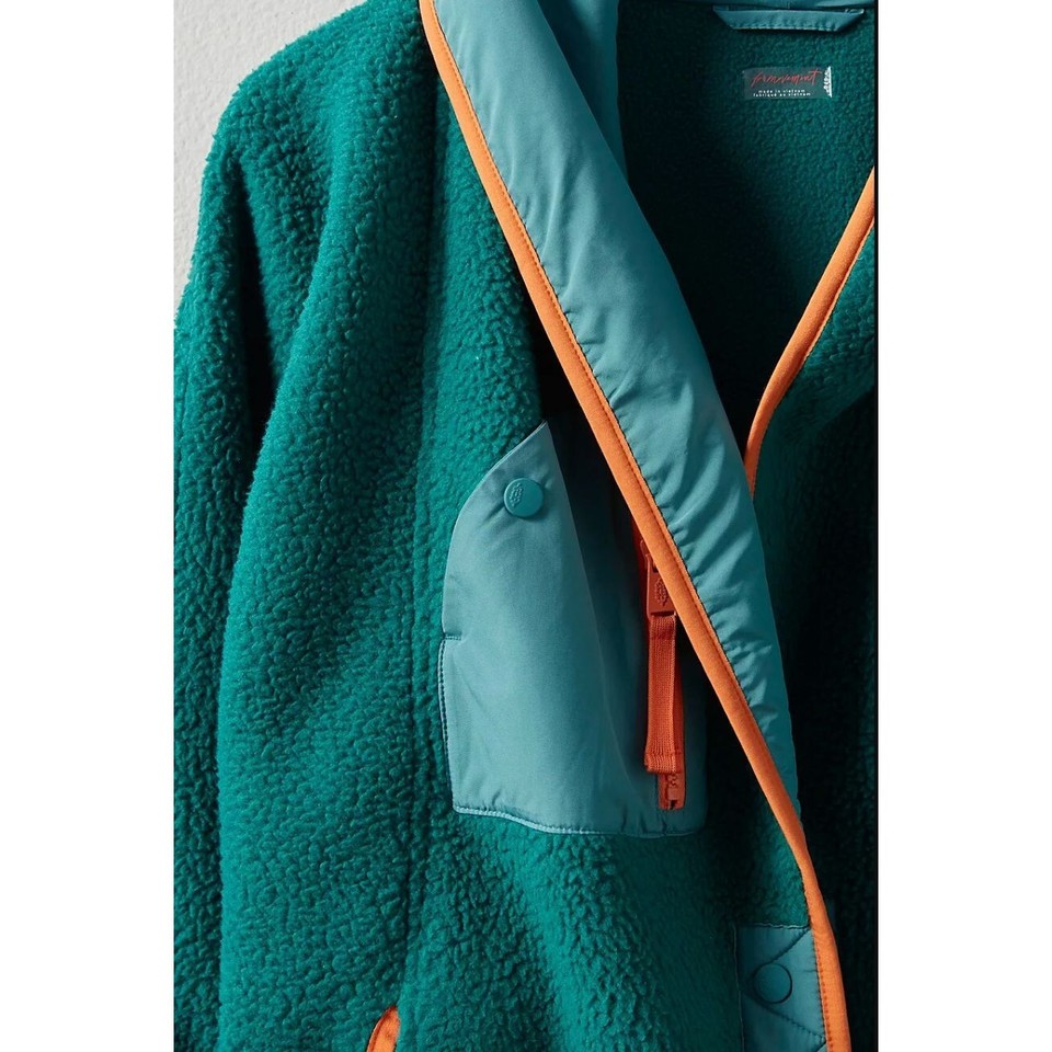 Free People Hit The Slopes Fleece Shawl Jacket in Spruced Up Combo Size ...