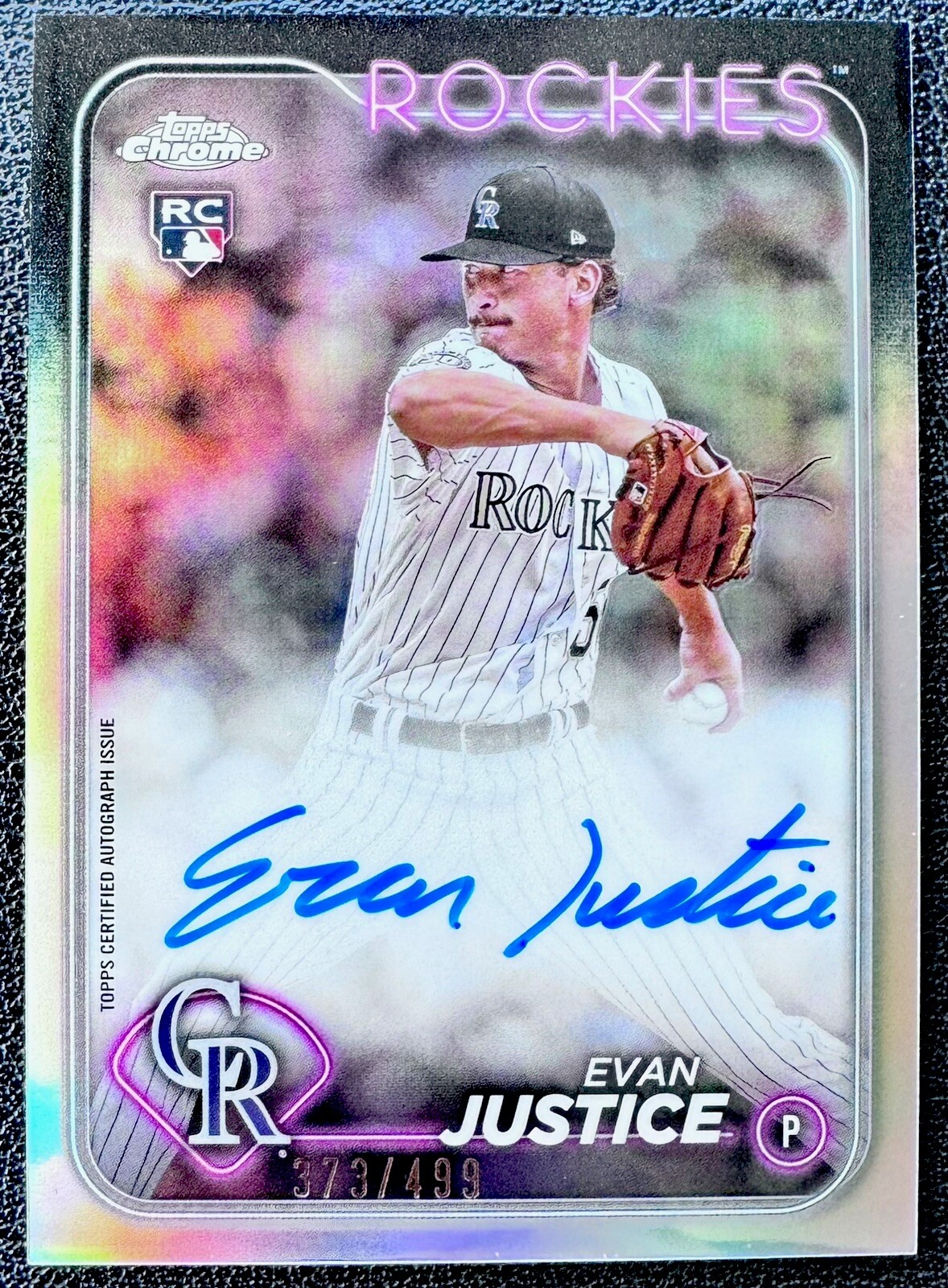 2024 Topps Chrome Evan Justice Rookie Auto Refractor /499 RC #RA-EJ ...