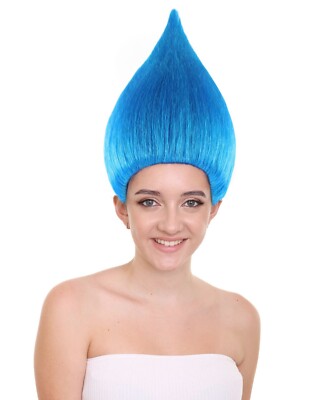 Women Blue Straight Trolls Wig for Halloween Cosplay Party Fancy Dress ...