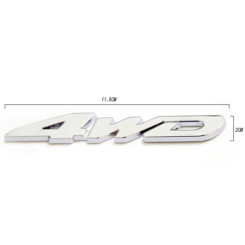 Silver 4WD Logo Chrome Metal Car Tailgate Emblem Sticker Badge Decal ...