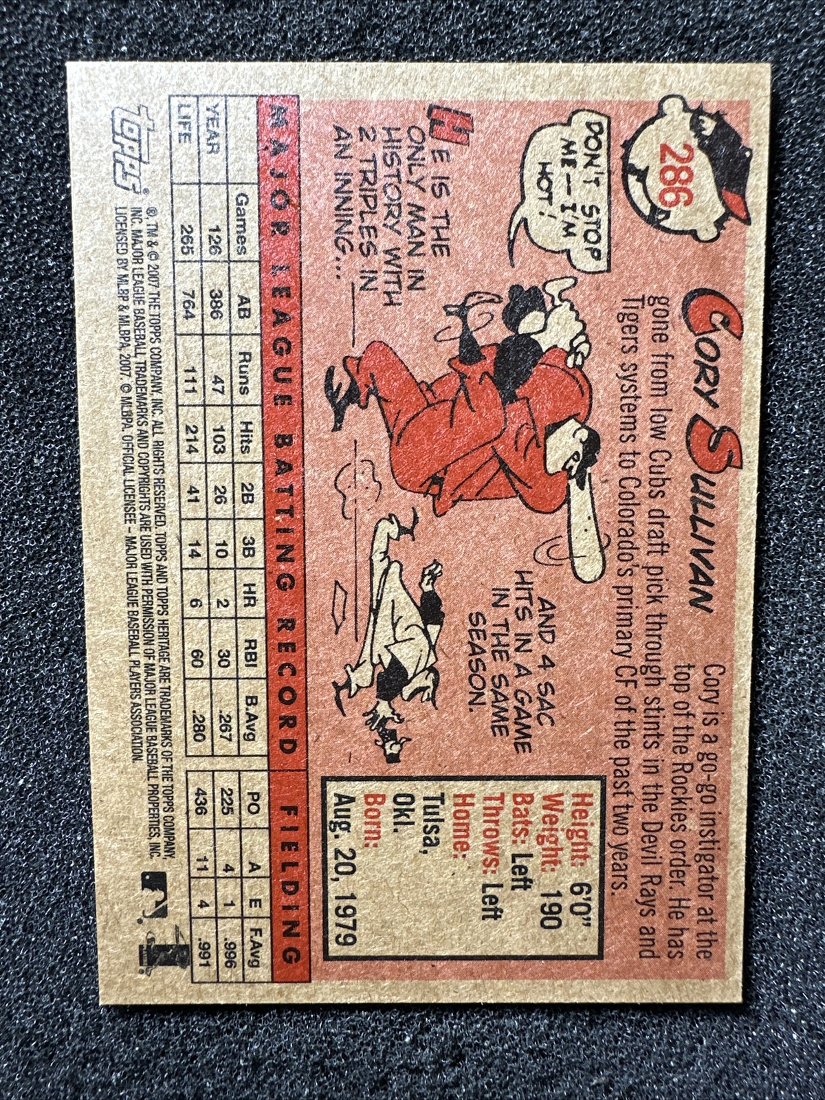 CORY SULLIVAN #286 2007 Topps Heritage QTY Colorado Rockies | eBay