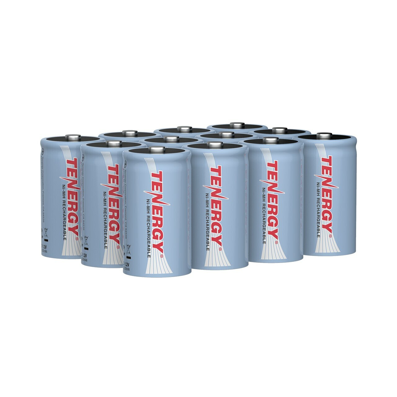 Tenergy 12PCS 10Ah D Size High Capacity NiMH Rechargeable Batteries ...