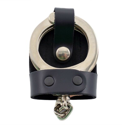 Perfect Fit Leather Bikini Handcuff Case Chrome Snap 2" Belt Clip Black ...