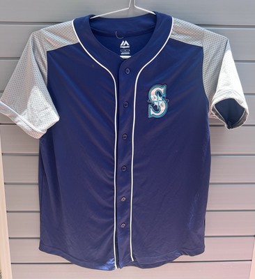 MLB Seattle Mariners Plain Jersey Blue/ Gray Blank Back Size Large | eBay