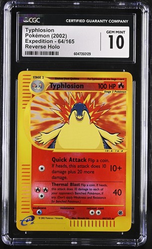 CGC 10 GEM MINT Typhlosion 2002 Expedition 64/165 Reverse Holo Pokemon ...