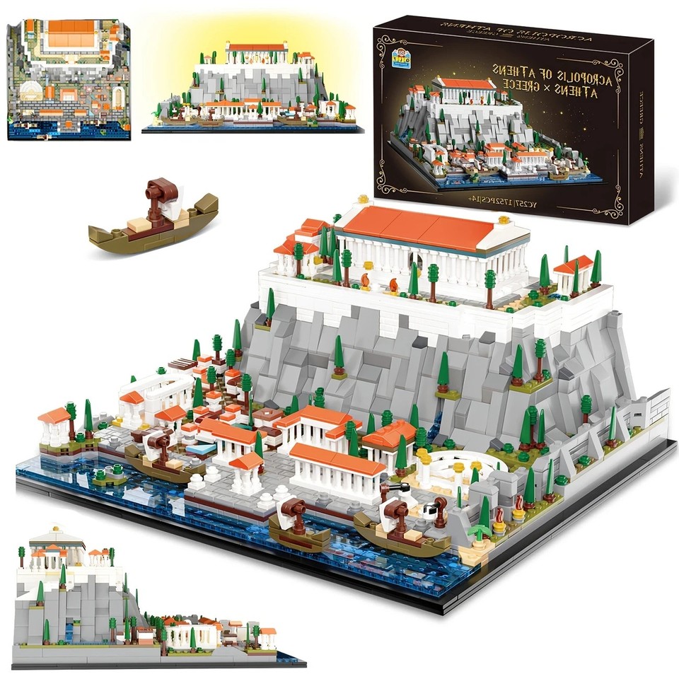 *NEW* DIY 1700+pcs Architecture Athens Acropolis Castle Building STEM ...