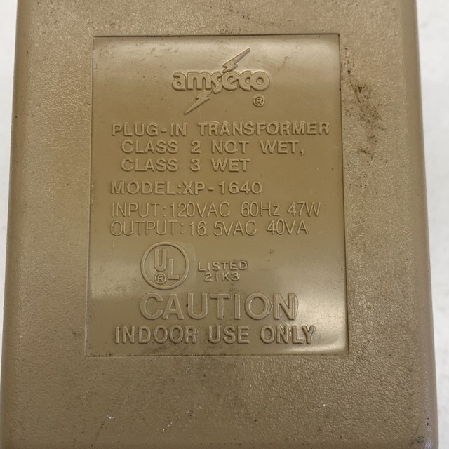 Amseco Xp-1640 Plug in Class 2 Transformer 16.5vac 40va 47w for sale ...