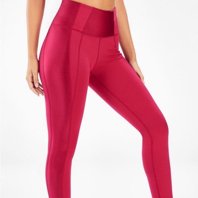 Fabletics Dark Red High Waisted Statement Powerhold 7/8 Leggings Sz XS ...