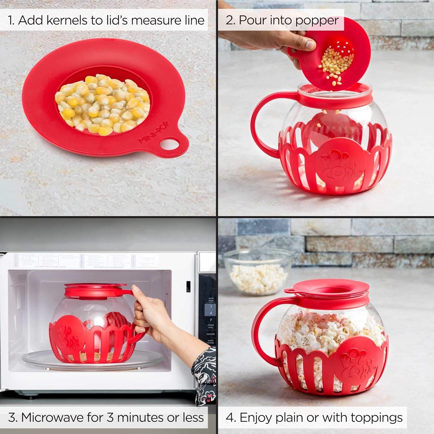 Effortless Gourmet Popcorn: BPA-Free 3-Quart Glass Popper with Melting ...