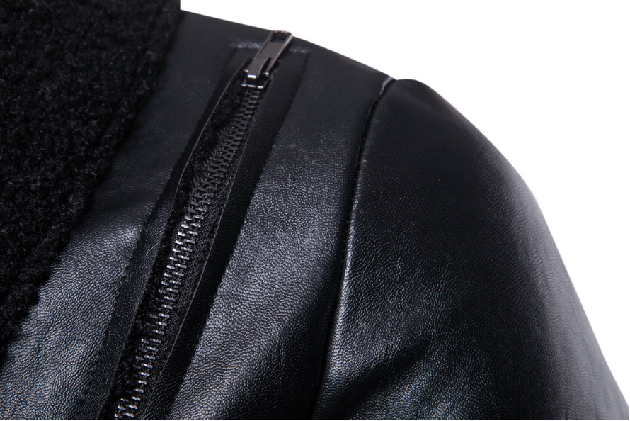 Men's Fashion Winter Thicken Fleece Motorcycle Irregular Jacket Slim ...