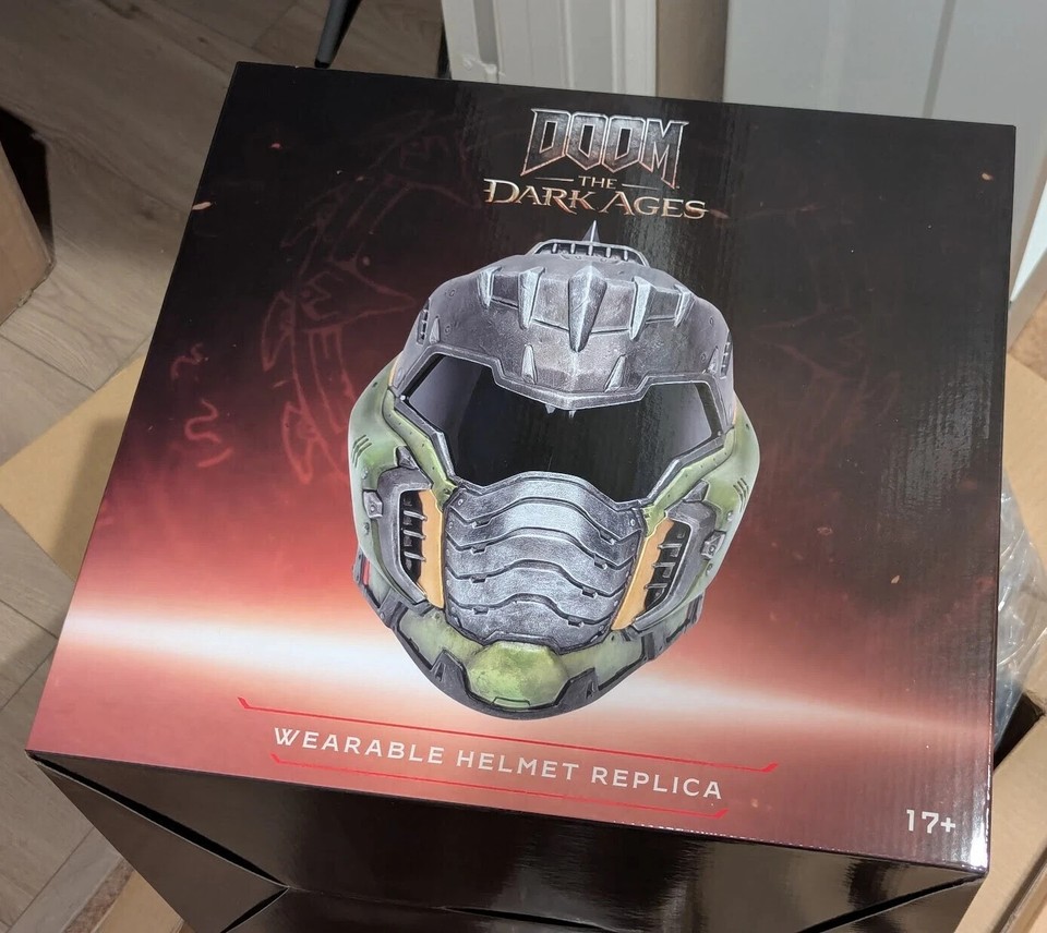Doom The Dark Ages Doom Slayer Wearable Helmet + Keycard x3 Patches -- IN HAND. | eBay