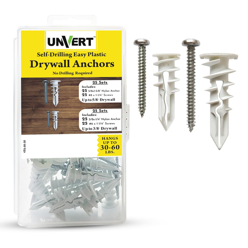 Plastic Self-Drilling Drywall Anchor Kit with Screws, 50 Total Anchors | eBay