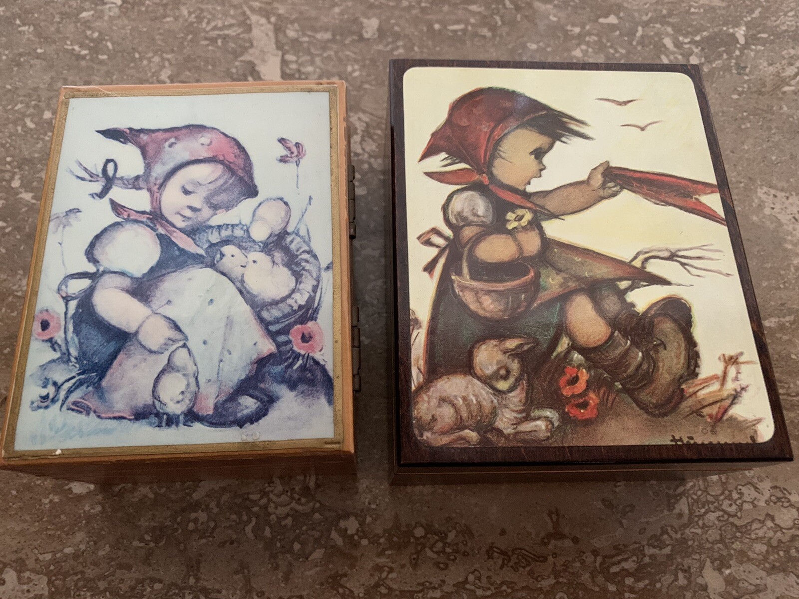 2 Vintage (Hummel) Wooden Music Boxes~ Velvet Interior. Wind Up | eBay