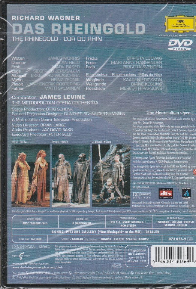 "DAS RHEINGOLD" RICHARD WAGNER/JAMES LEVINE FACTORY SEALED NEW DVD 1990 ...