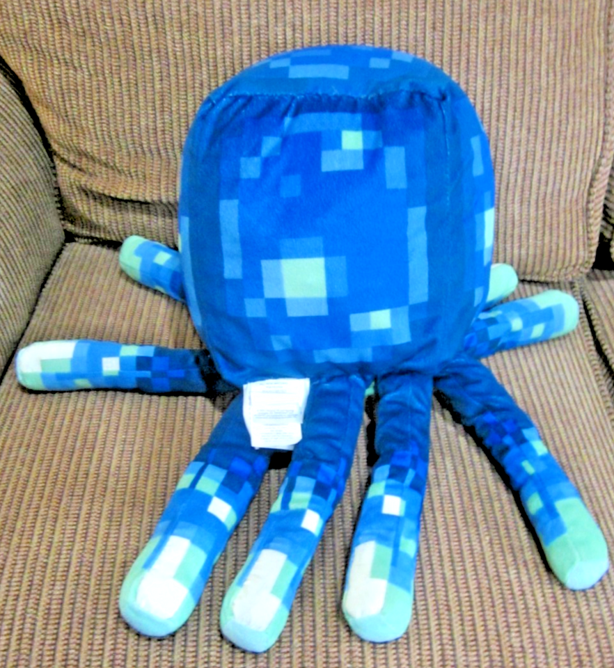 Minecraft Earth Glow 19" Octopus Squid Pillow Glow In Dark Plush Mojang ...