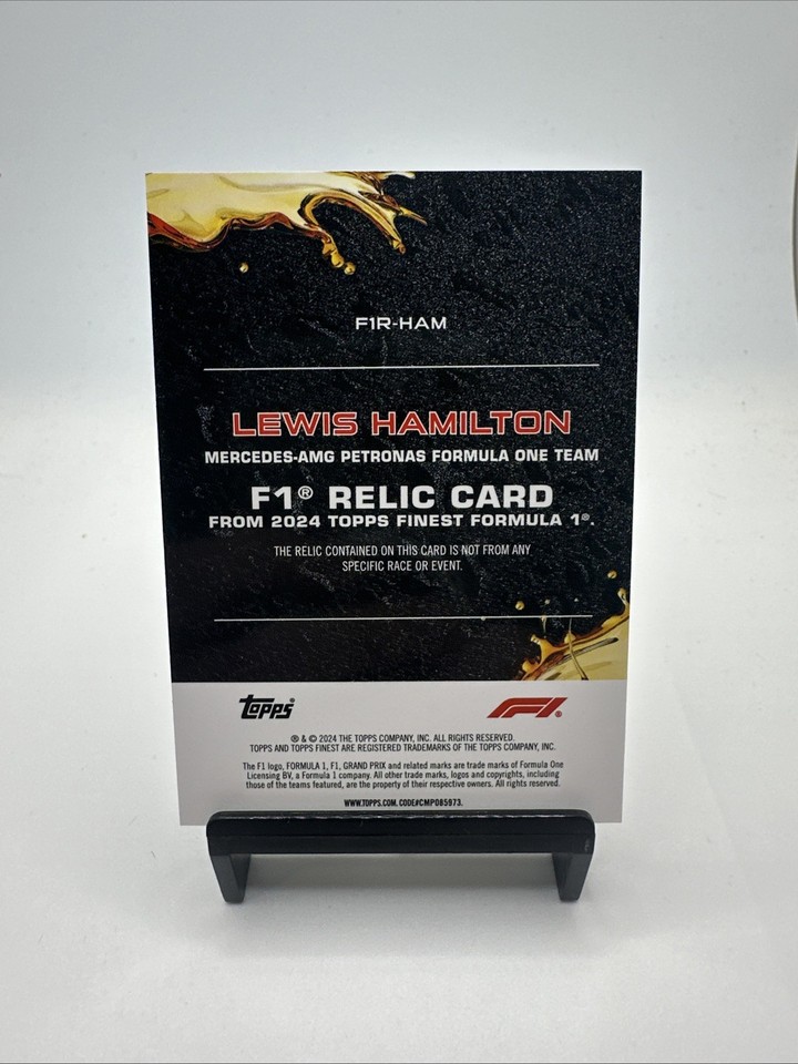 2024 Topps Finest F1 Lewis Hamilton #F1R-HAM Formula 1 Relic Patch /99 ...