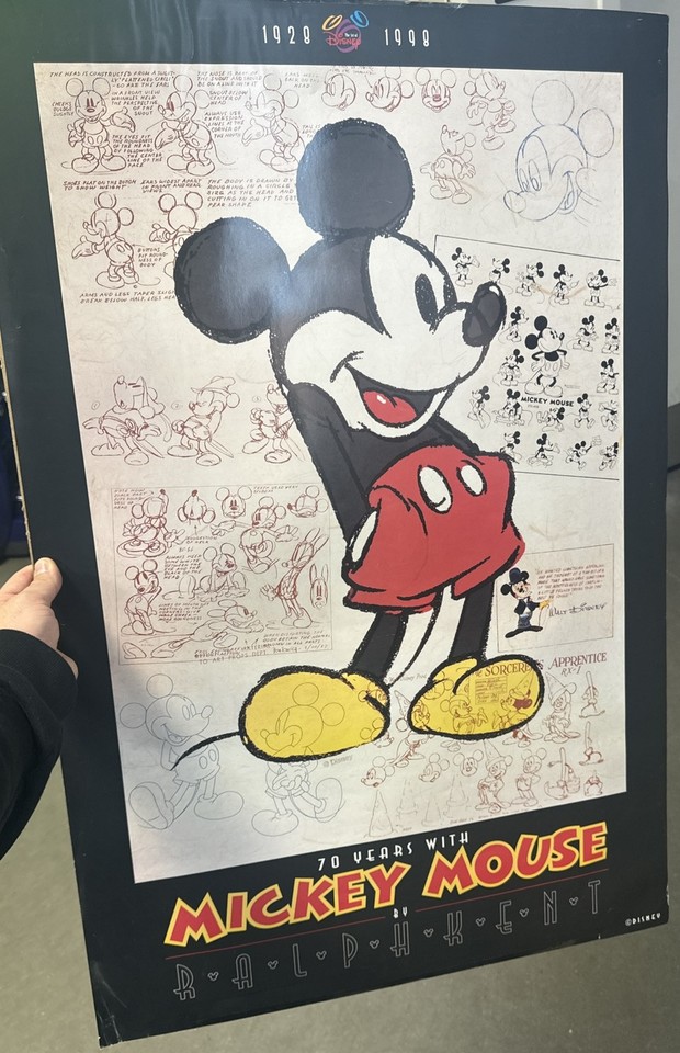 Mickey Art 70 Years Of Mickey Mouse Disney Poster Ralph Kent RARE 1998 ...