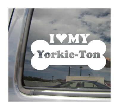 I Heart Love My Yorkie-Ton - Mixed Dog Bone Car Vinyl Decal Sticker ...