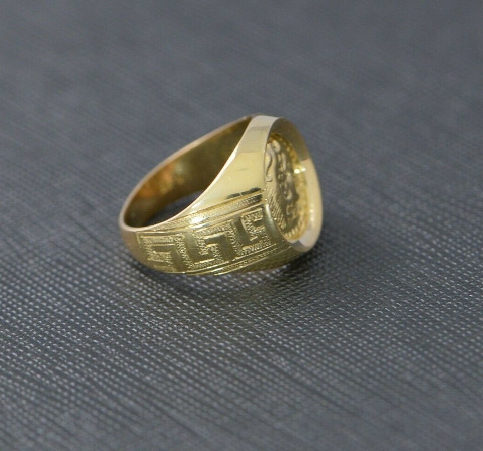 Greek Style Coin Ring 18K YG Replica of Alexander Stater 1960, Size 6 ...