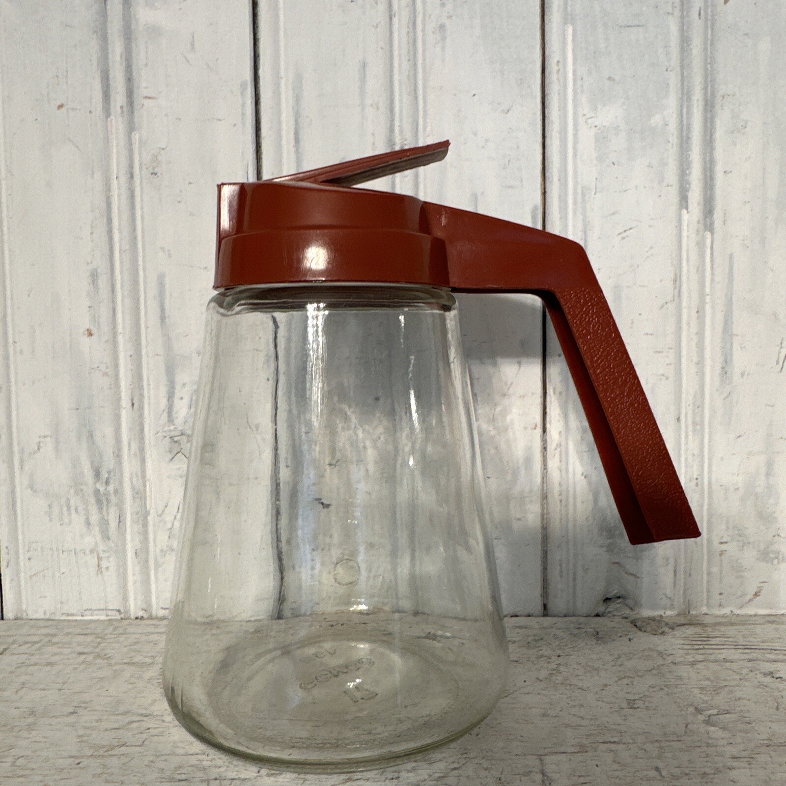 Vintage Gemco Glass Brownish/Reddish Lid Syrup Container/Dispenser ...