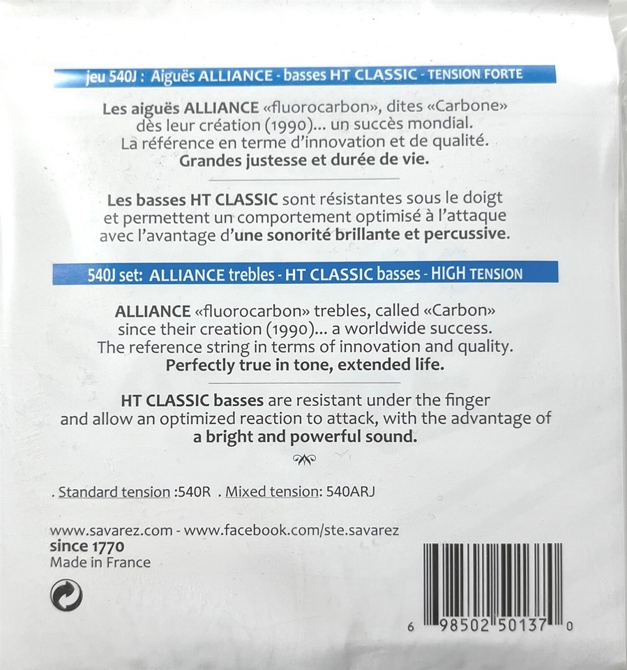 Savarez Guitar Strings HT Classic Alliance High Tension 540J | eBay