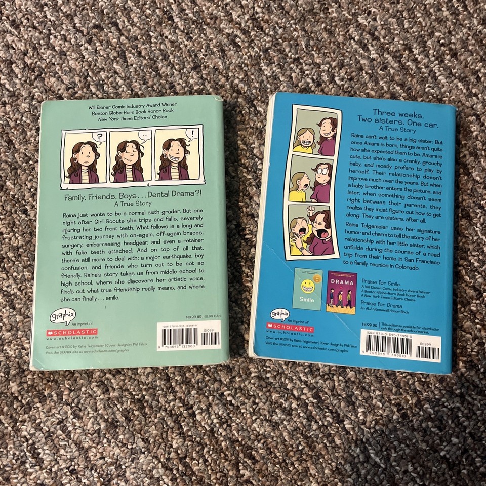 Lot of 2 Raina Telgemeier Graphic Novels – Smile (Signed) & Sisters ...