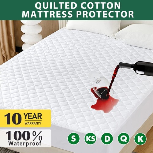 Aus Made Fitted Cotton Cover Quilted Mattress Protector Topper Underlay ...