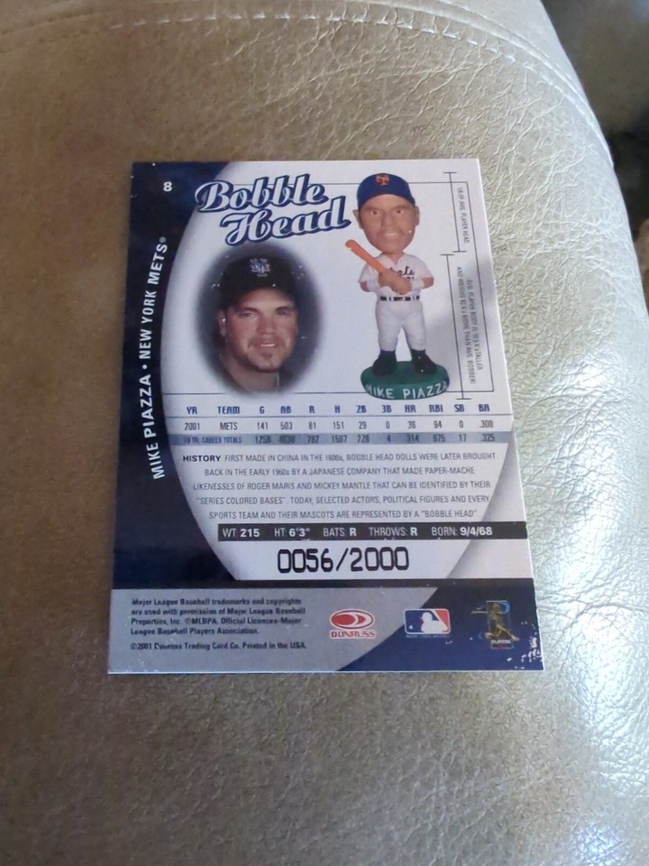 2001 (METS) Donruss Class of 2001 BobbleHead Cards #8 Mike Piazza /2000 ...
