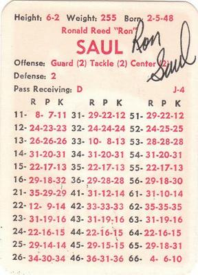RON SAUL Autographed Signed 1973 APBA GAME card Houston Oilers Redskins ...