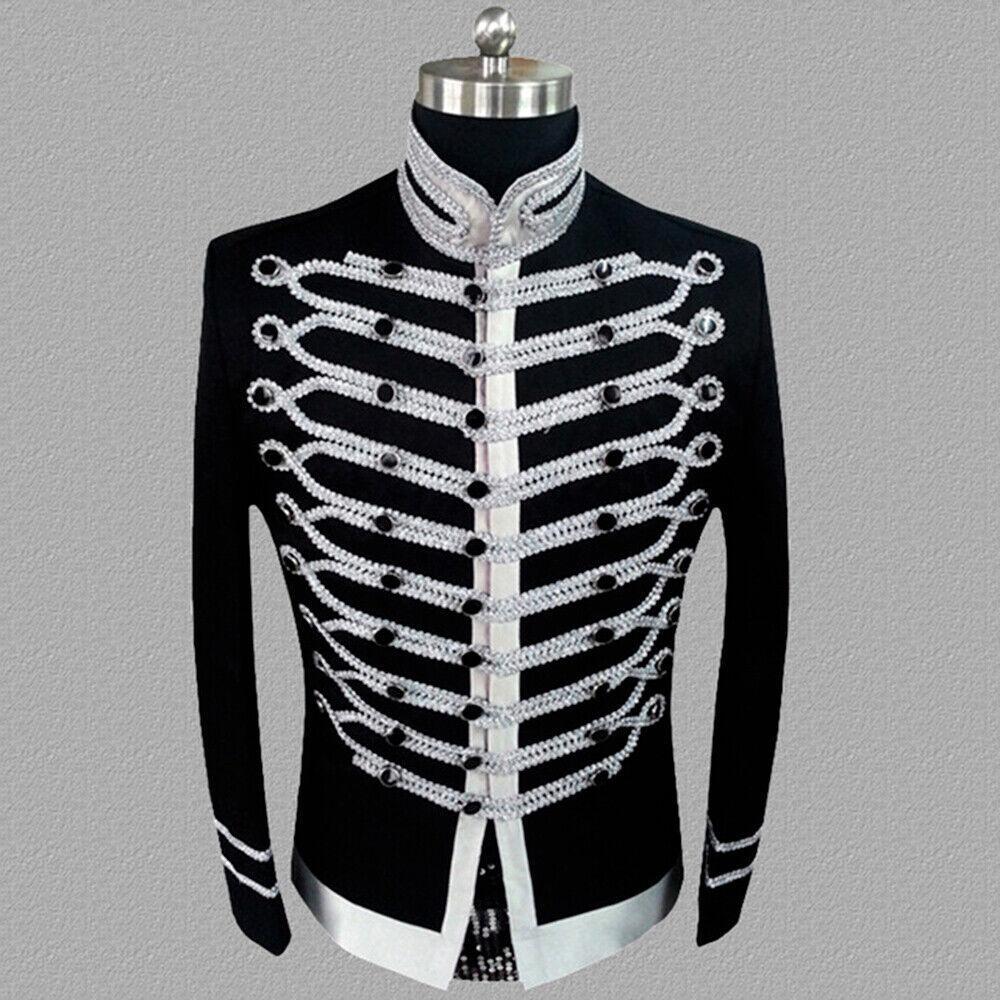 Mens Hussar Jacket Artillery Uniform Drummer Blazer Coat Gothic Retro ...