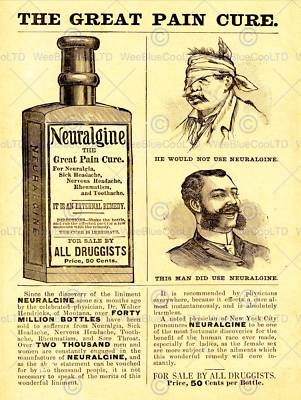 ADVERT NEURALGINE MIRACLE CURE HEALTH HEADACHE RETRO USA PRINT POSTER ...