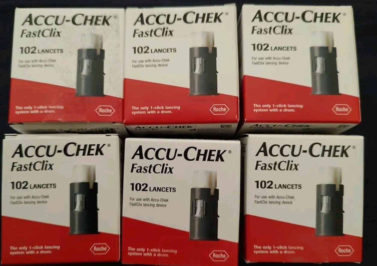 6 PK Accu-Chek Fastclix 102 Lancets Roche Diabetes Lancing Device ...
