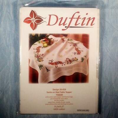 Duftin Prestamped Cross Stitch Kit - #20-059 Santa On Sled Table Topper ...